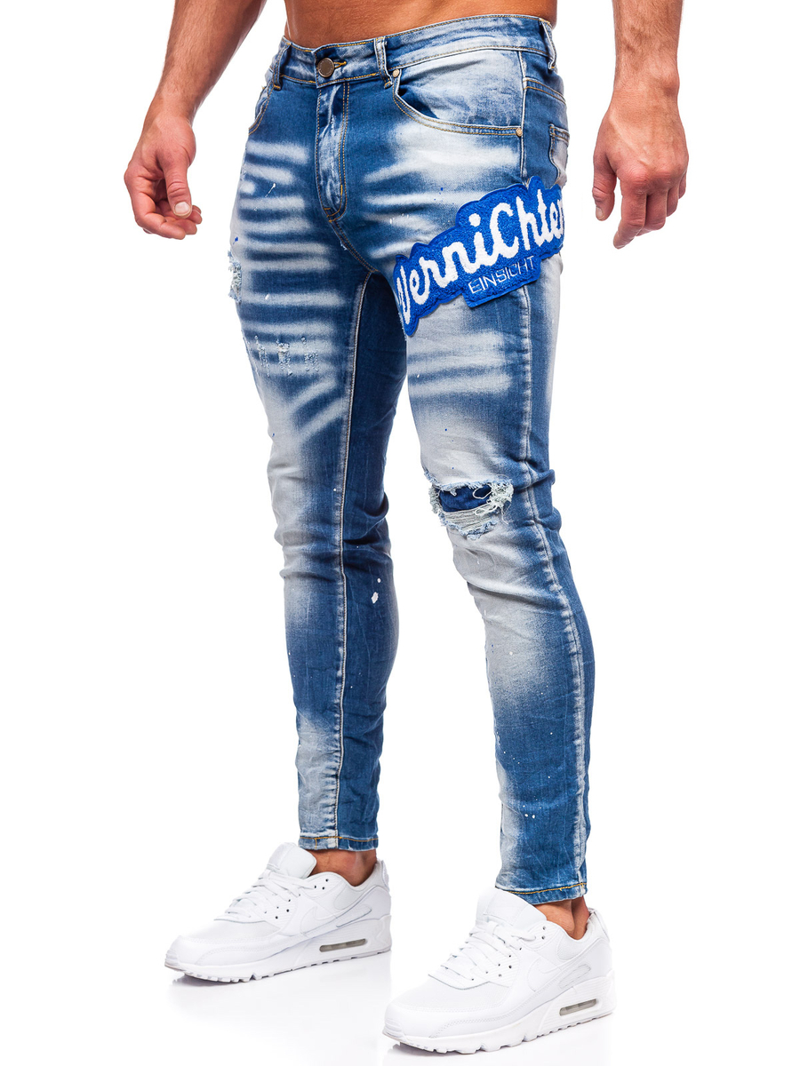 Tamnoplave muške traper hlače slim fit Bolf BC1068